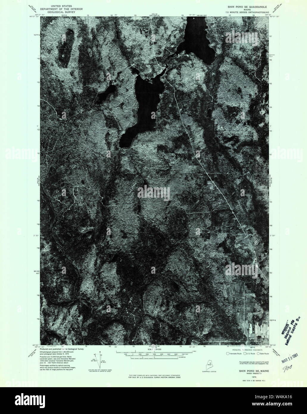 Maine USGS Historical Map Shin Pond SE 807157 1975 24000 Restoration ...