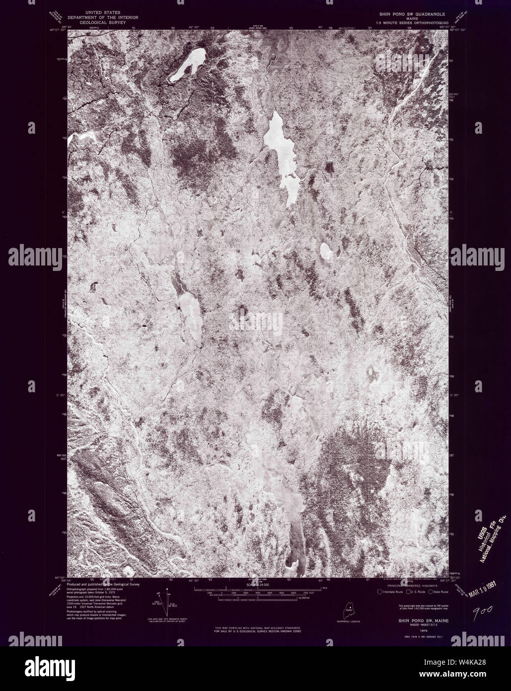 Maine USGS Historical Map Shin Pond SW 807158 1975 24000 Inversion ...