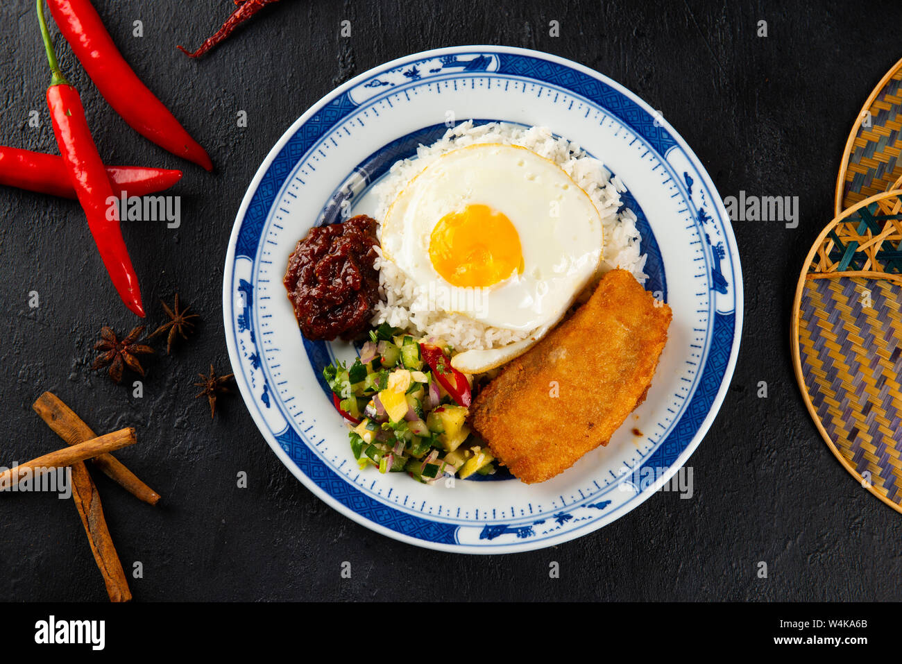 Asian food, fillet o fish on rice served Stock Photo - Alamy