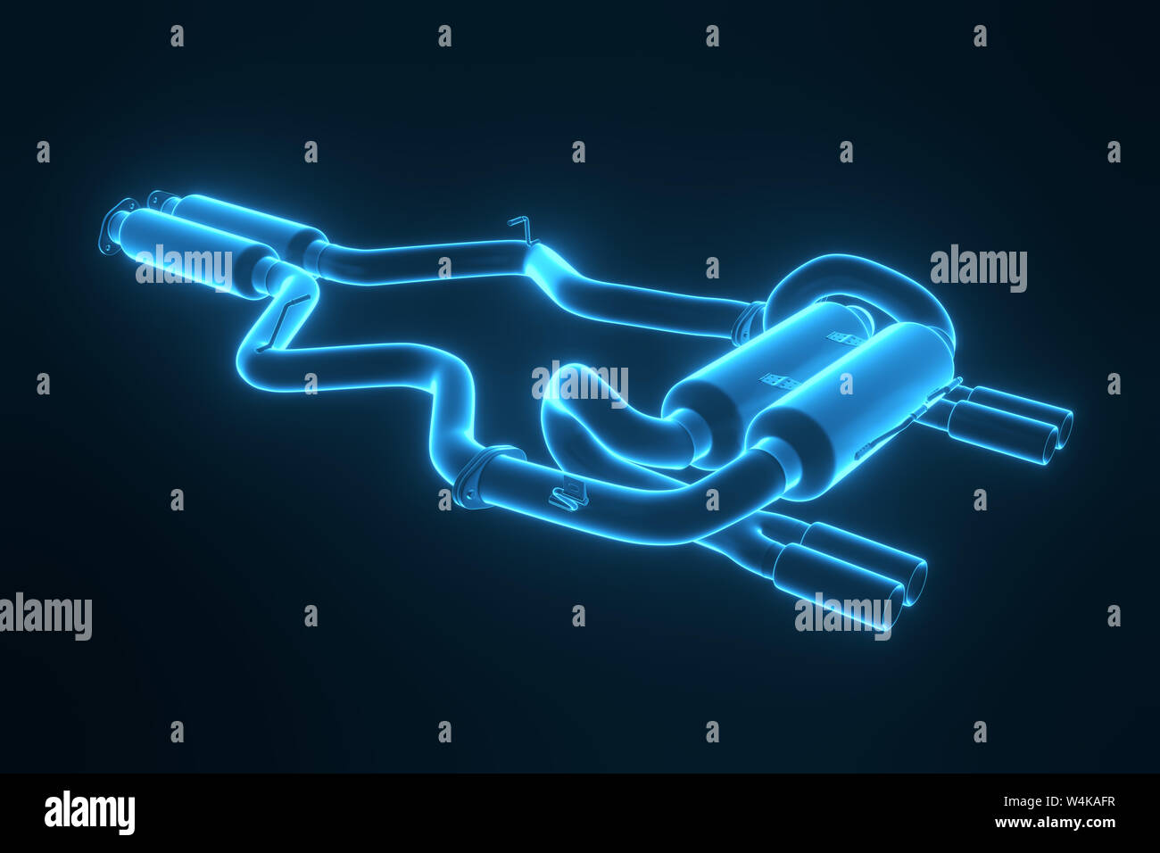 Tuning exhaust system for a sports car. Car muffler, exhaust silencer ...