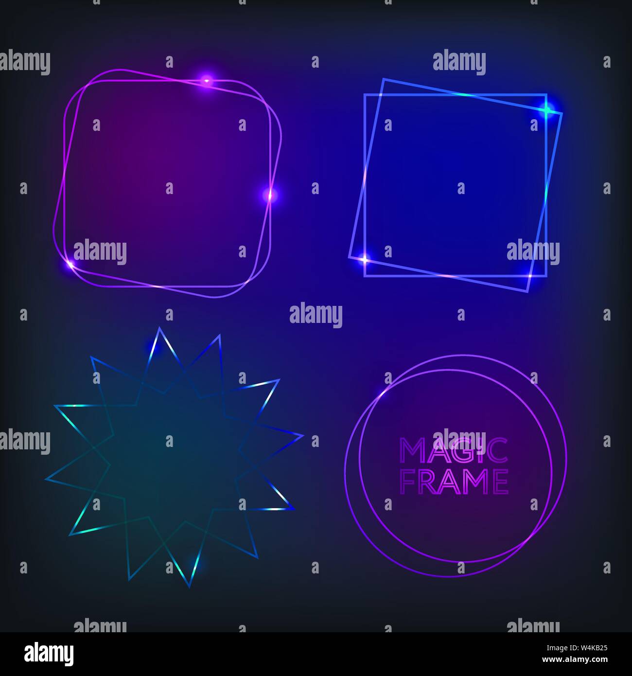 Neon glowing square frames Stock Vector Images - Alamy