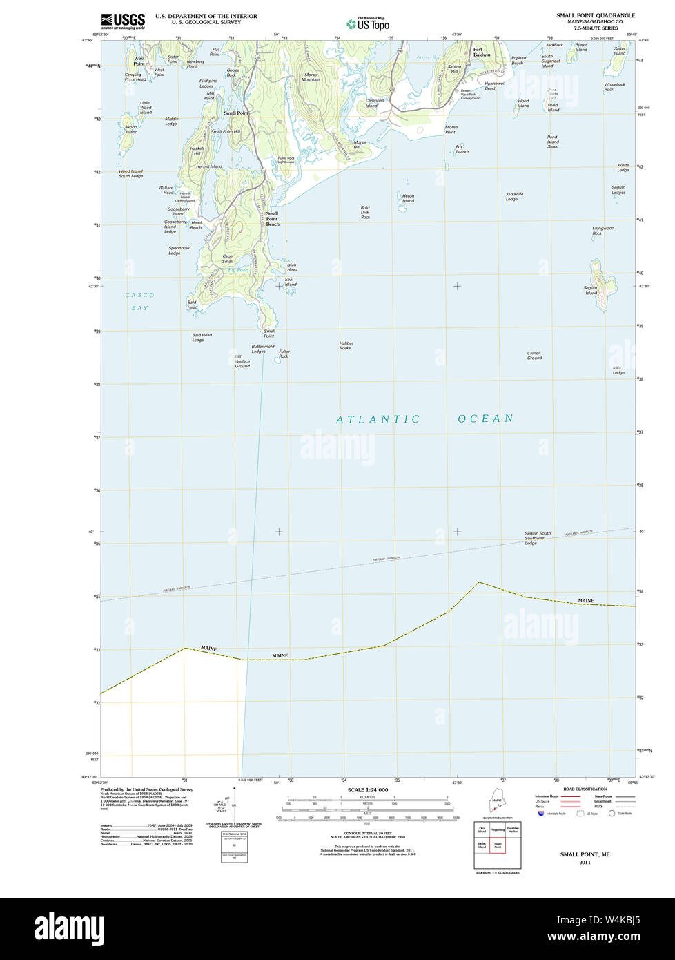 Maine USGS Historical Map Small Point 20110830 TM Restoration Stock ...
