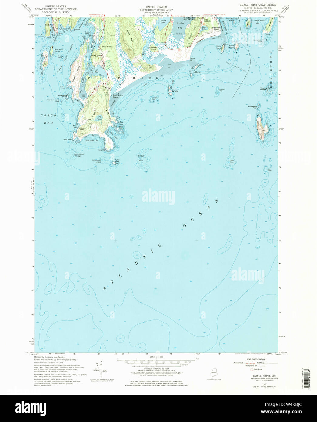 Maine USGS Historical Map Small Point 102971 1957 24000 Restoration ...
