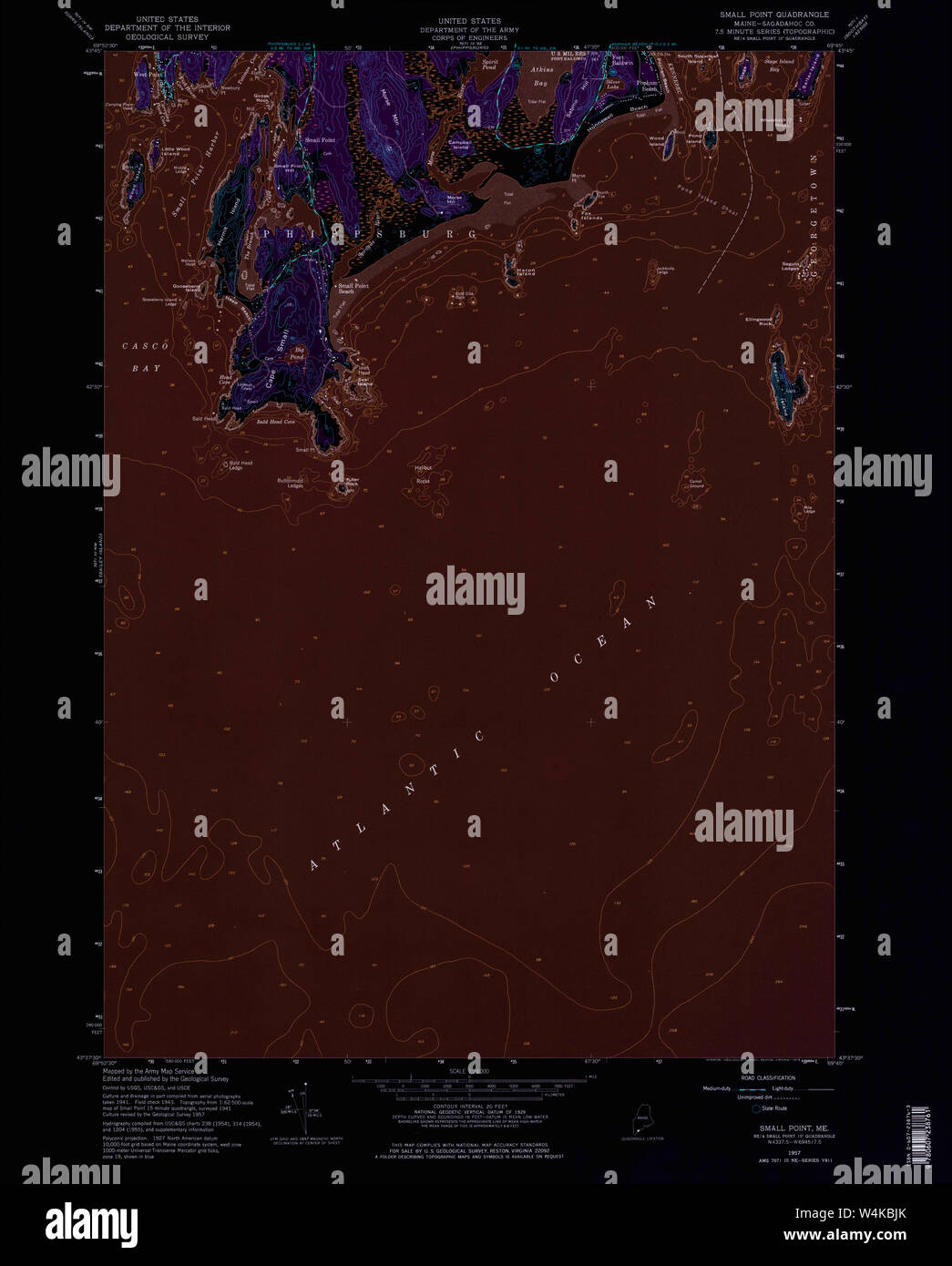 Maine USGS Historical Map Small Point 102971 1957 24000 Inversion ...