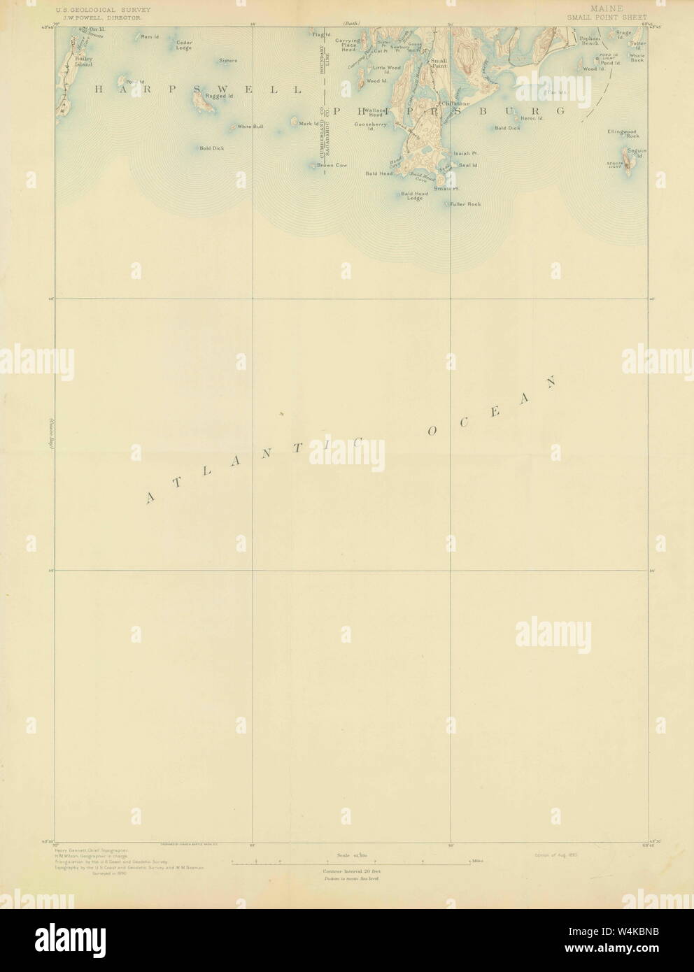 Maine USGS Historical Map Small Point 306784 1893 62500 Restoration ...