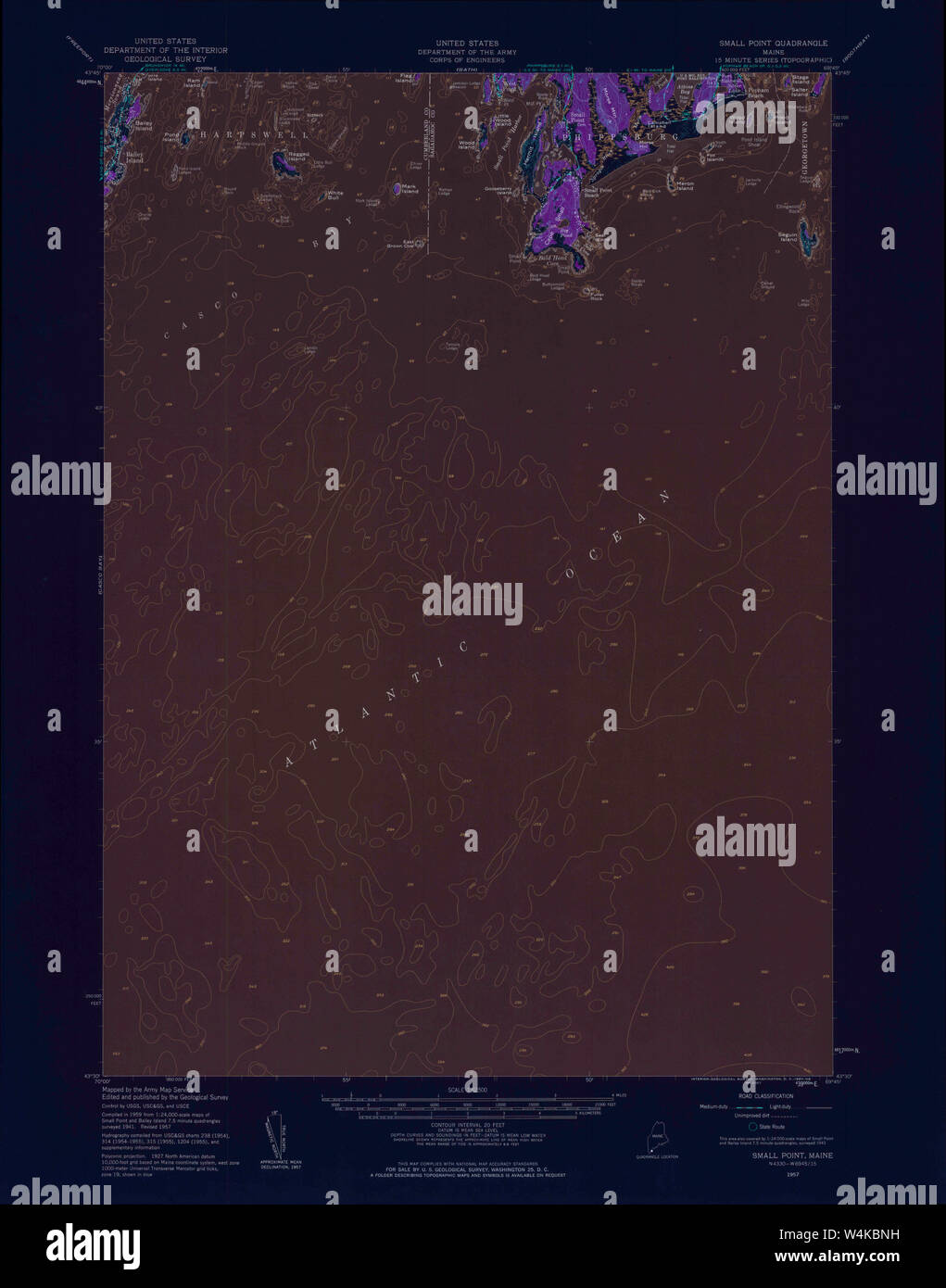 Maine USGS Historical Map Small Point 306785 1957 62500 Inversion ...