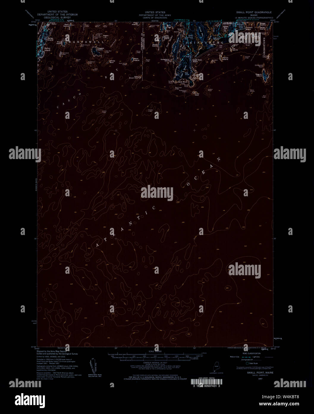 Maine USGS Historical Map Small Point 460885 1957 62500 Inversion ...