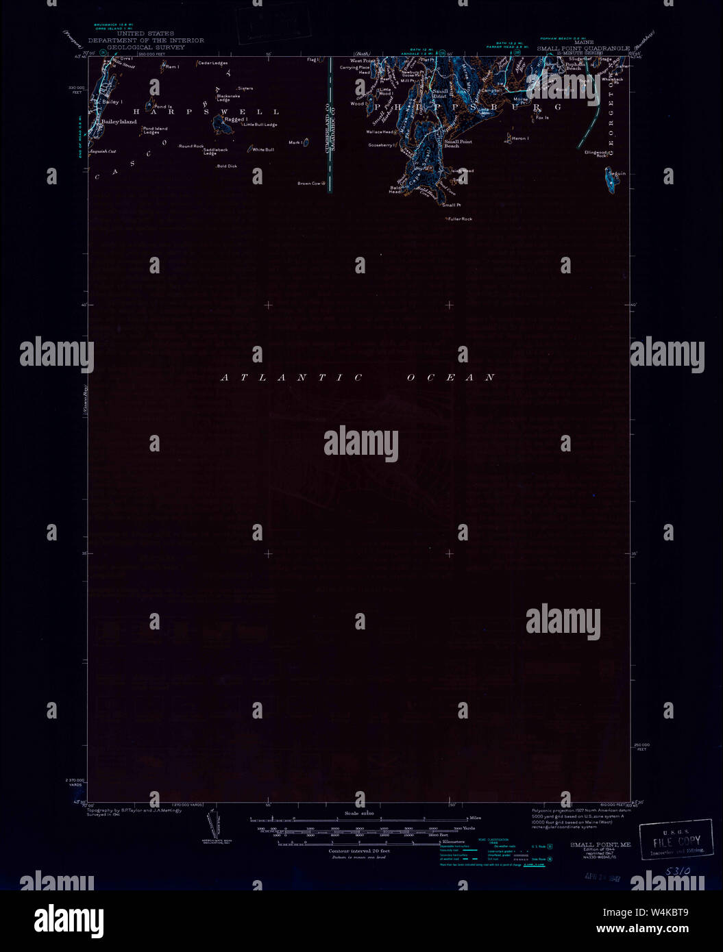 Maine USGS Historical Map Small Point 460884 1944 62500 Inversion ...