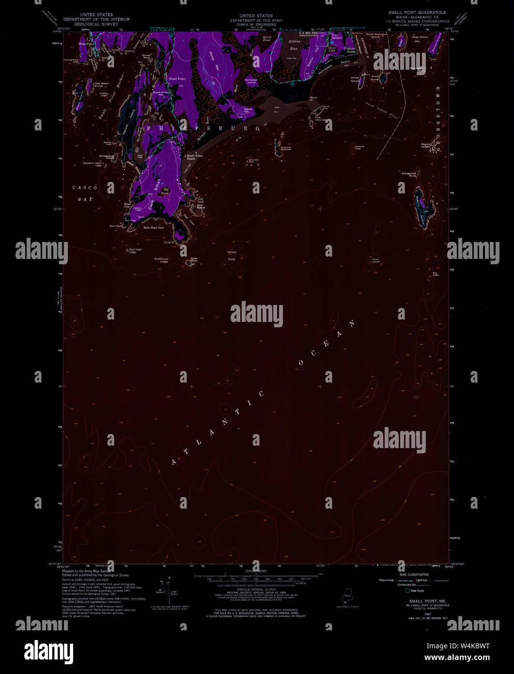 Maine USGS Historical Map Small Point 460887 1957 24000 Inversion ...