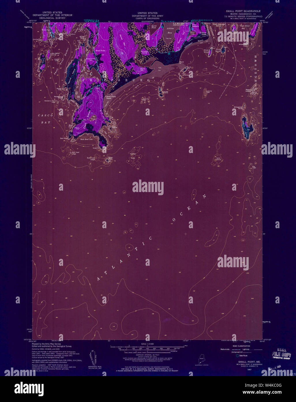 Maine USGS Historical Map Small Point 807170 1957 24000 Inversion ...