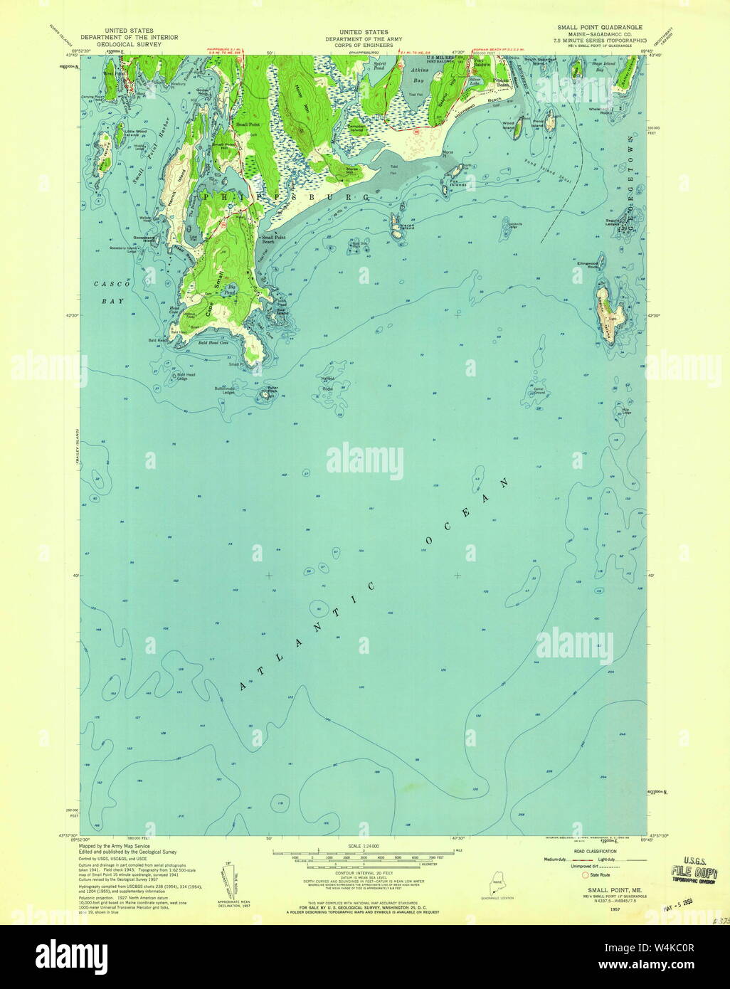 Maine USGS Historical Map Small Point 807170 1957 24000 Restoration ...