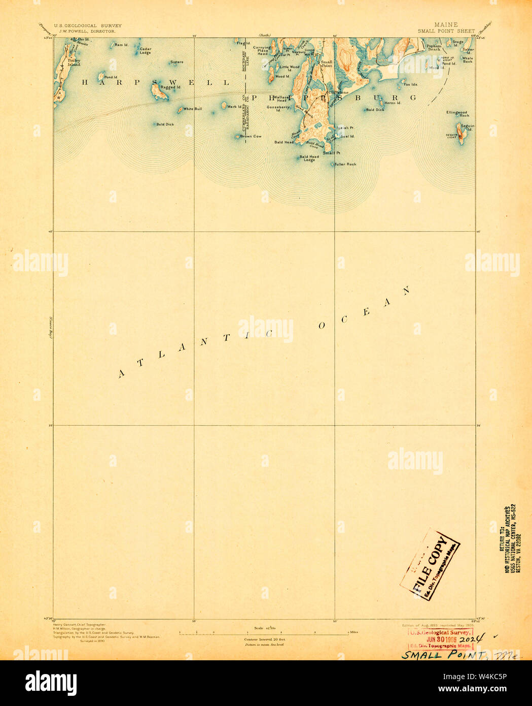 Maine USGS Historical Map Small Point 807678 1893 62500 Restoration ...