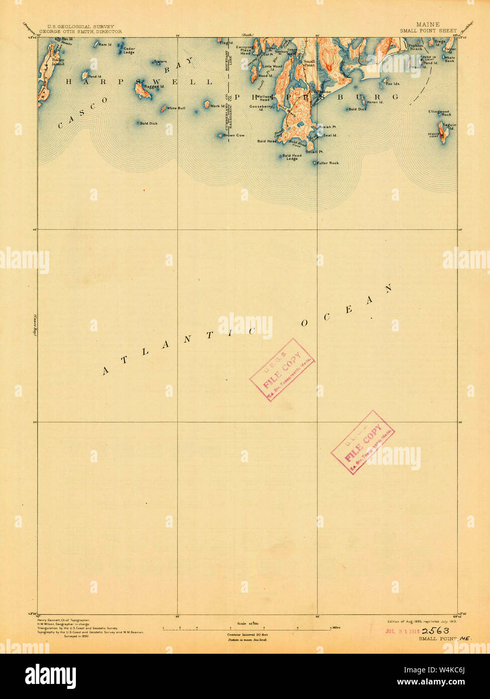 Maine USGS Historical Map Small Point 807677 1893 62500 Restoration ...