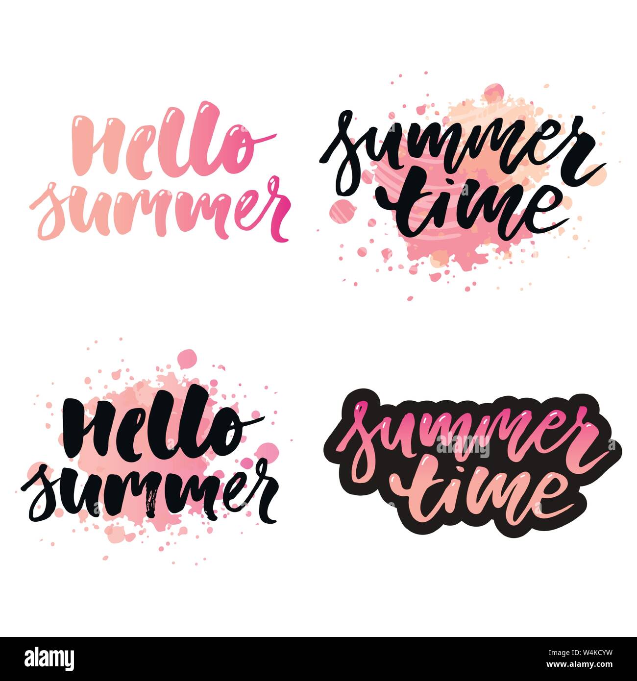 Summer time vector text lettering calligraphy letters Stock Vector ...