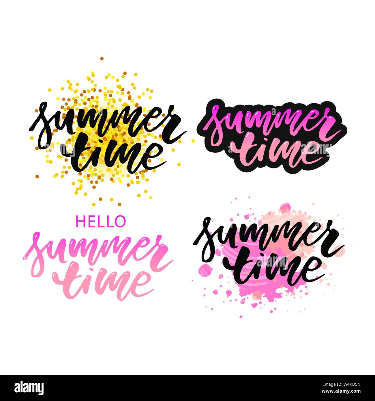 Summer time vector text lettering calligraphy letters Stock Vector ...