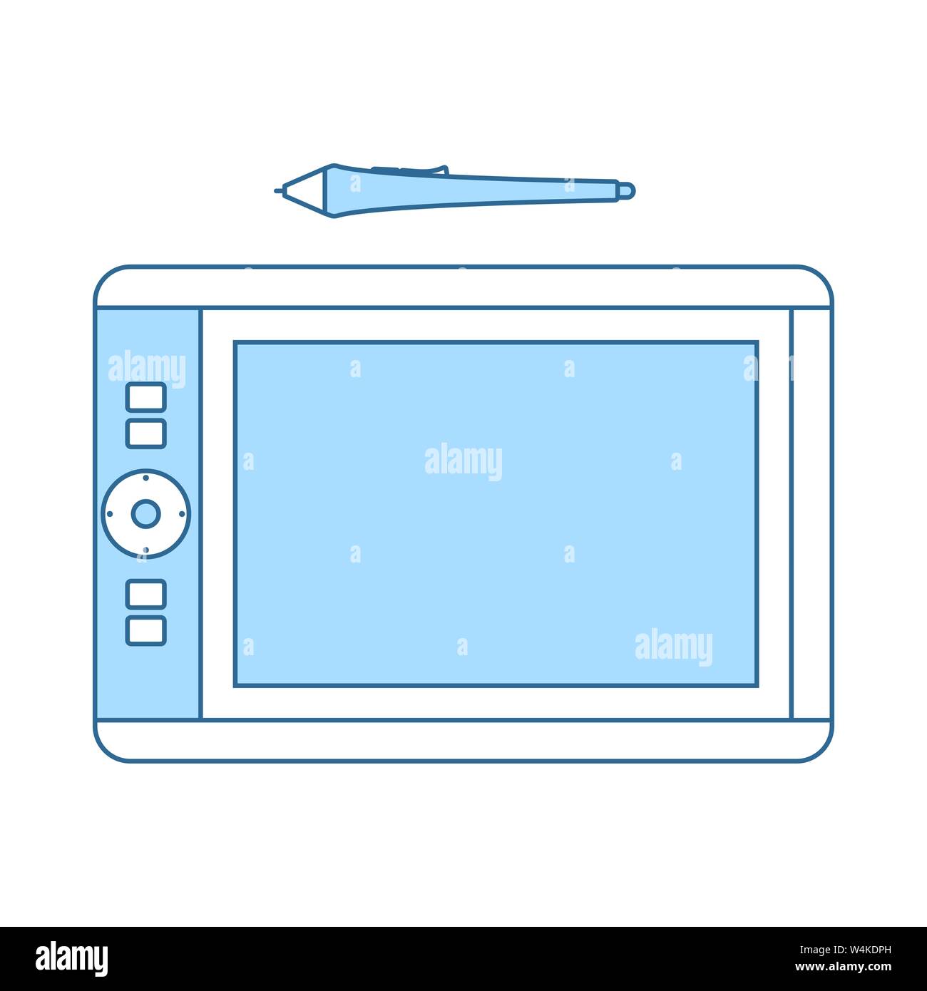 Graphic Tablet Icon. Thin Line With Blue Fill Design. Vector ...