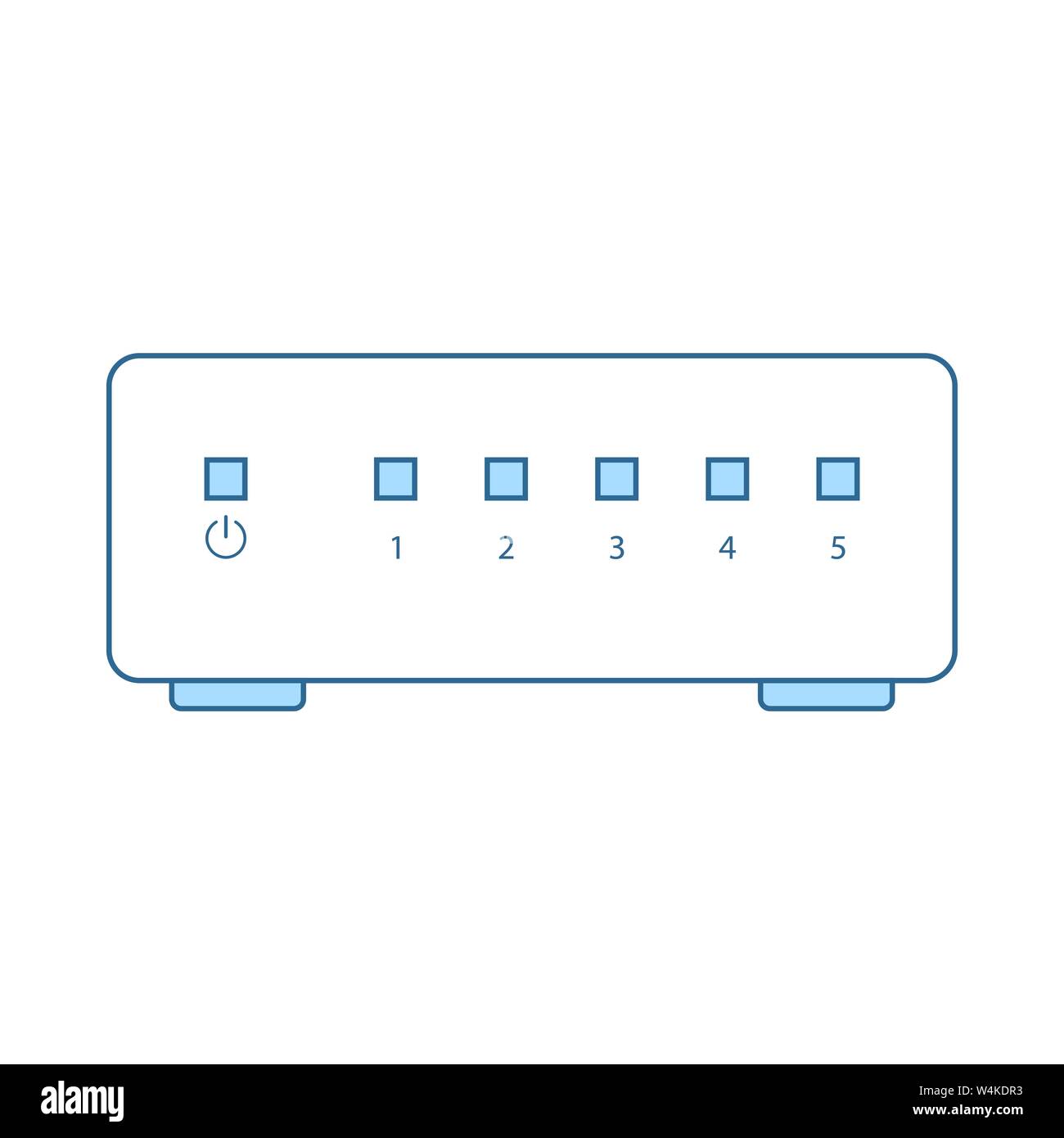 Ethernet Switch Icon. Thin Line With Blue Fill Design. Vector ...