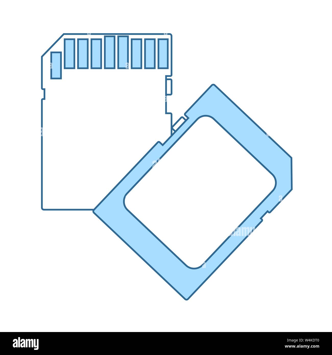 Memory Card Icon. Thin Line With Blue Fill Design. Vector Illustration ...
