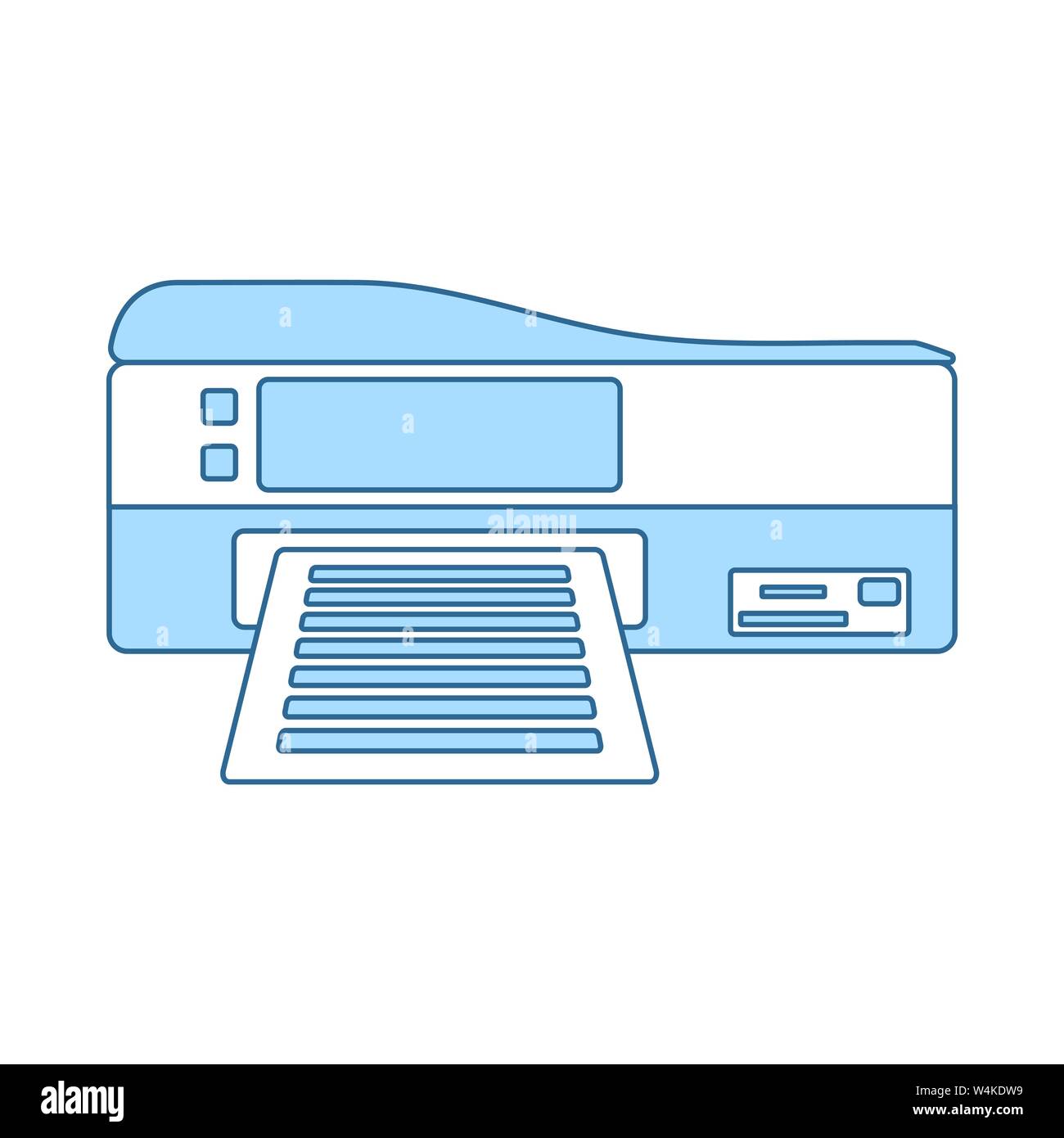 Printer Icon. Thin Line With Blue Fill Design. Vector Illustration ...