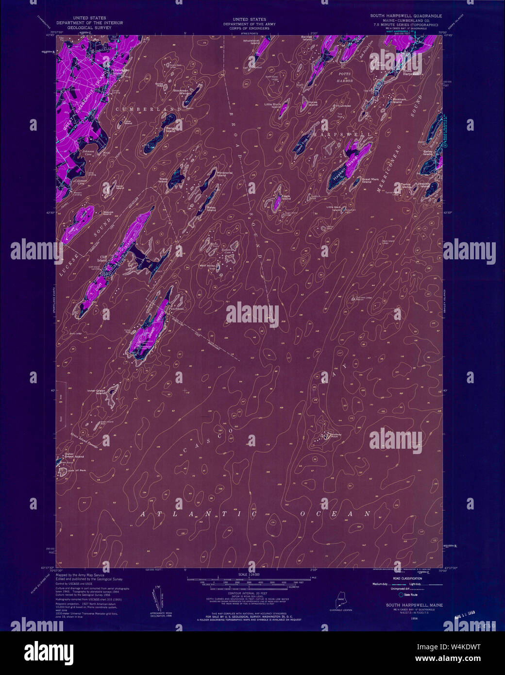 Maine USGS Historical Map South Harpswell 807180 1956 24000 Inversion ...