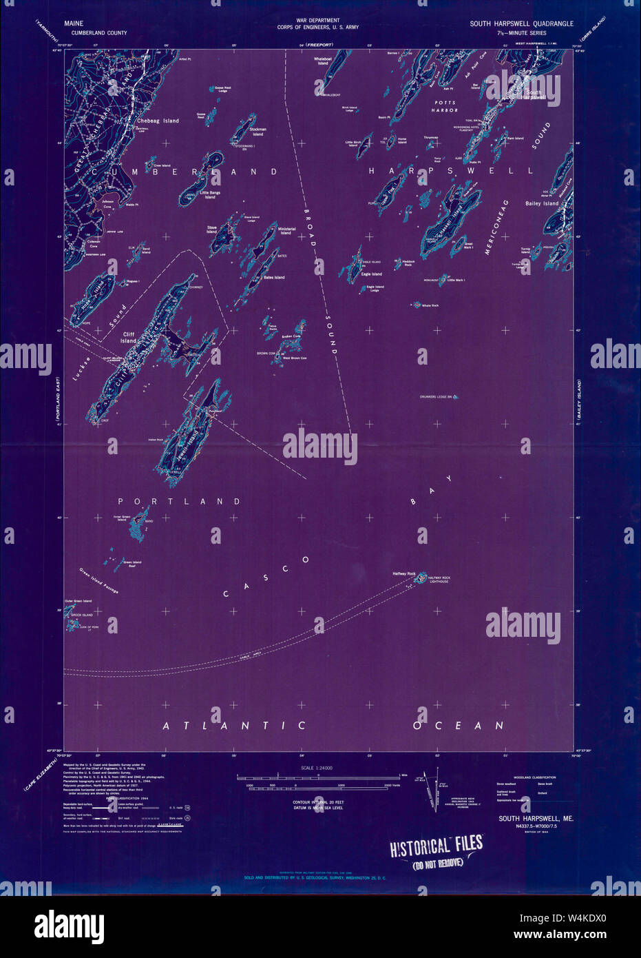 Maine USGS Historical Map South Harpswell 807181 1944 24000 Inversion ...