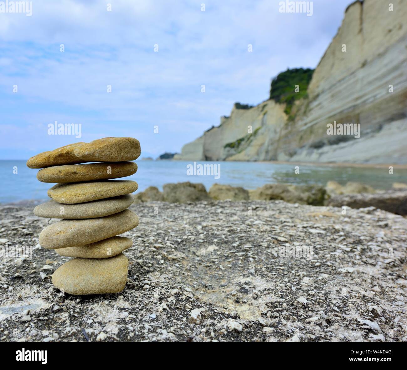Pebble Stack,Stack of Pebbles,Loggas Beach Cliffs,peroulades ,Corfu ...