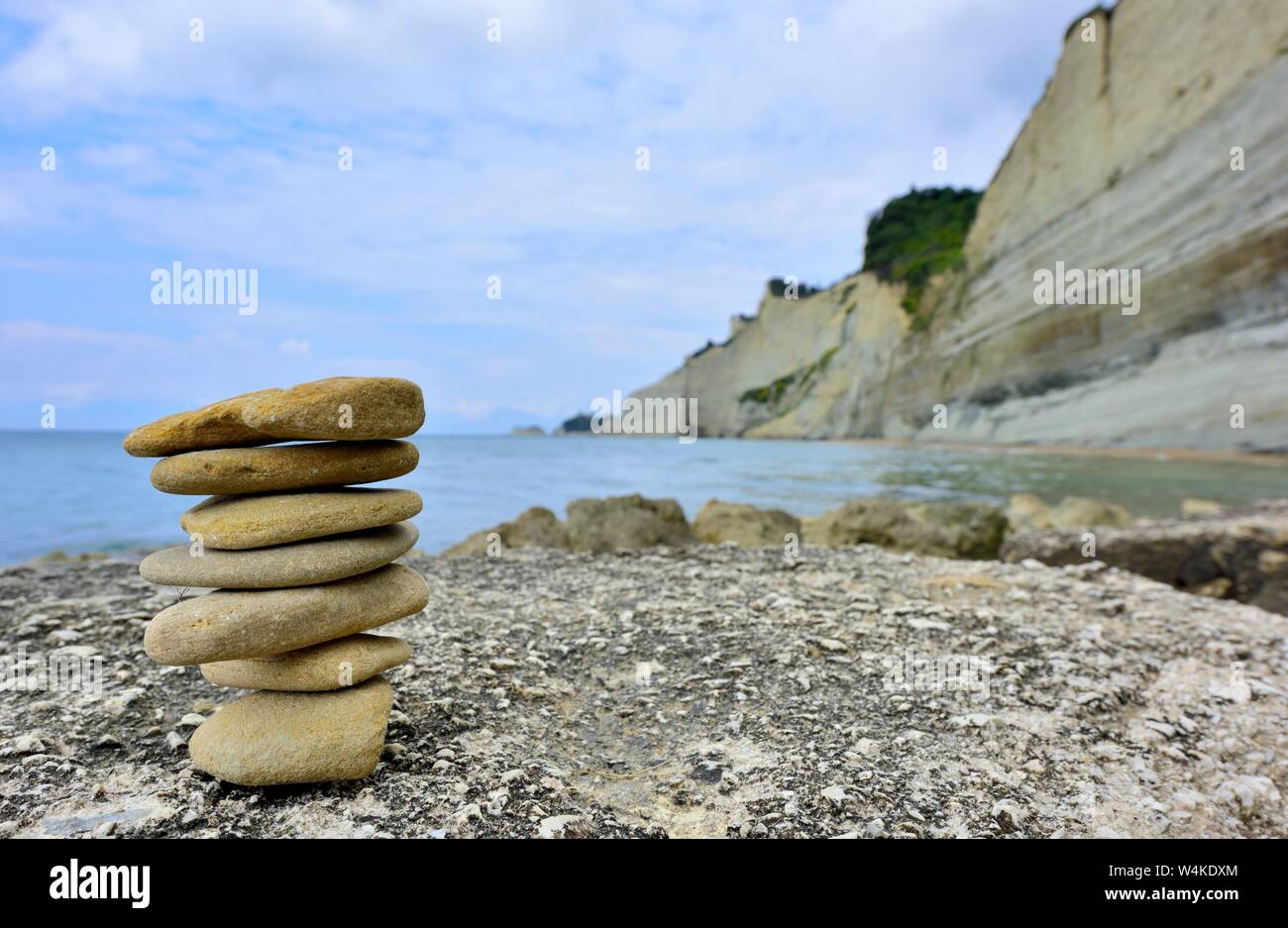 Pebble Stack,Stack of Pebbles,Loggas Beach Cliffs,peroulades ,Corfu ...
