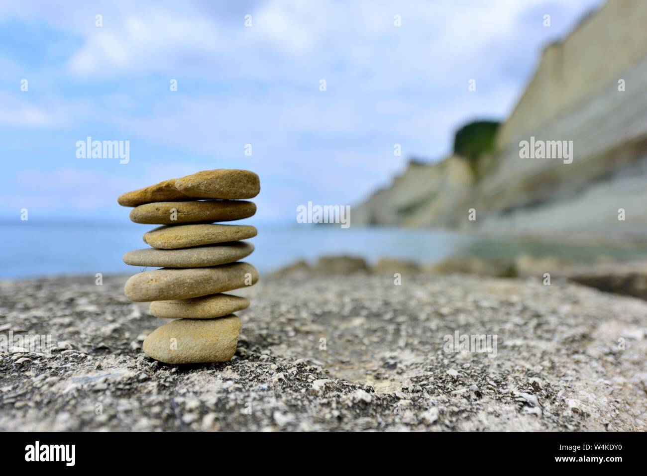 Pebble Stack,Stack of Pebbles,Loggas Beach Cliffs,peroulades ,Corfu ...
