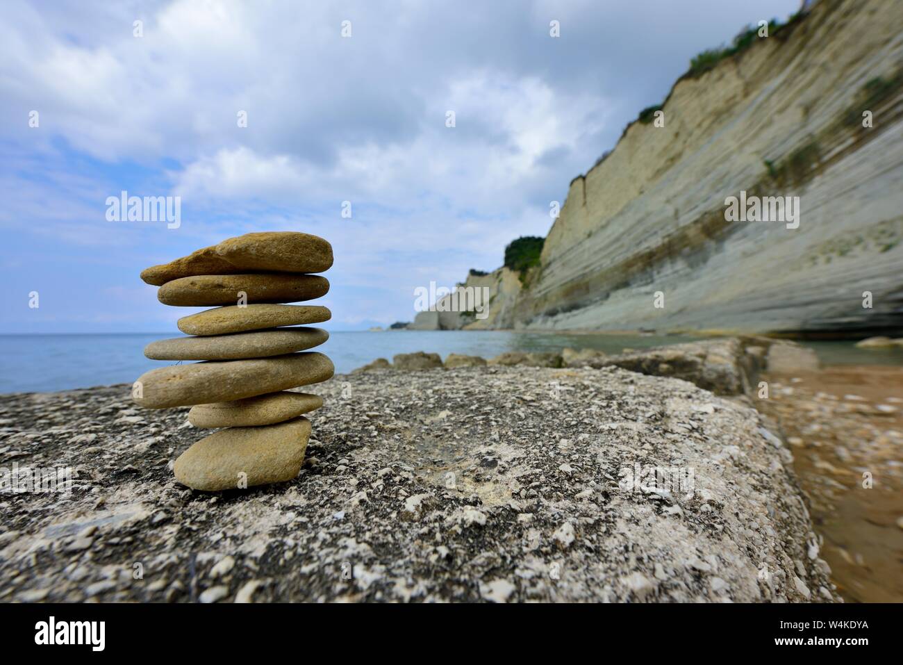 Pebble Stack,Stack of Pebbles,Loggas Beach Cliffs,peroulades ,Corfu ...