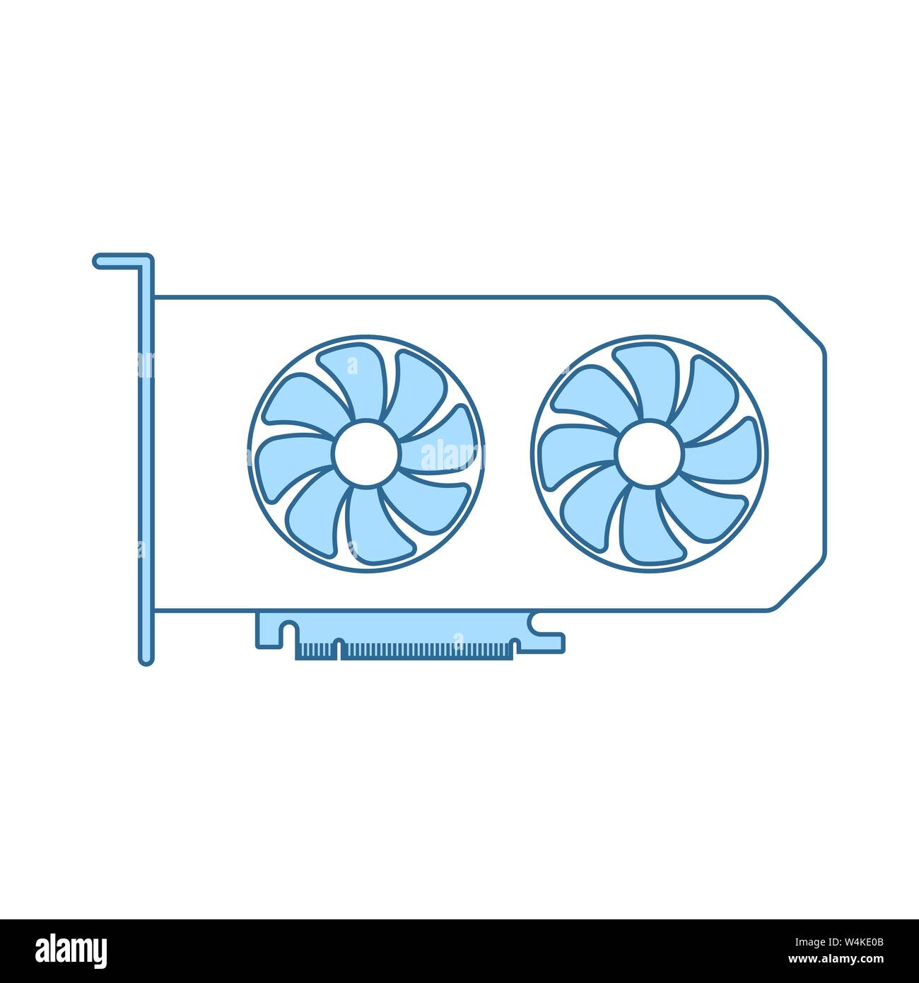 GPU Icon. Thin Line With Blue Fill Design. Vector Illustration Stock ...