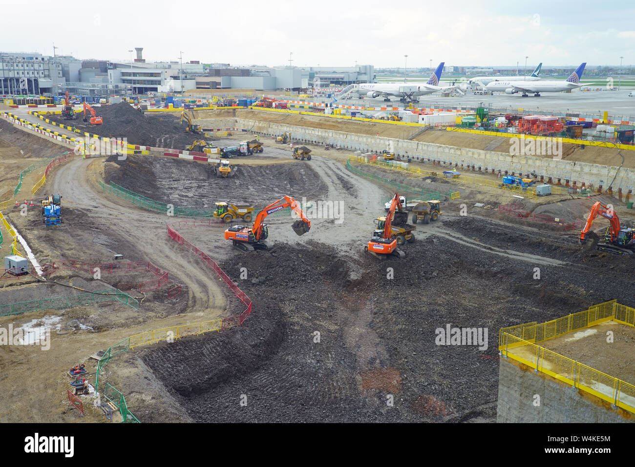 HEATHROW, ENGLAND -3 APR 2019- View of construction for the ...