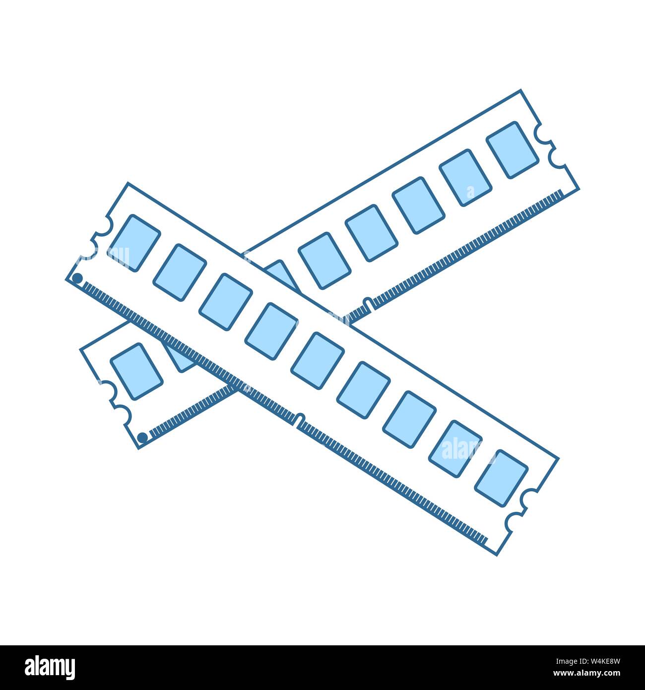 Computer Memory Icon. Thin Line With Blue Fill Design. Vector ...