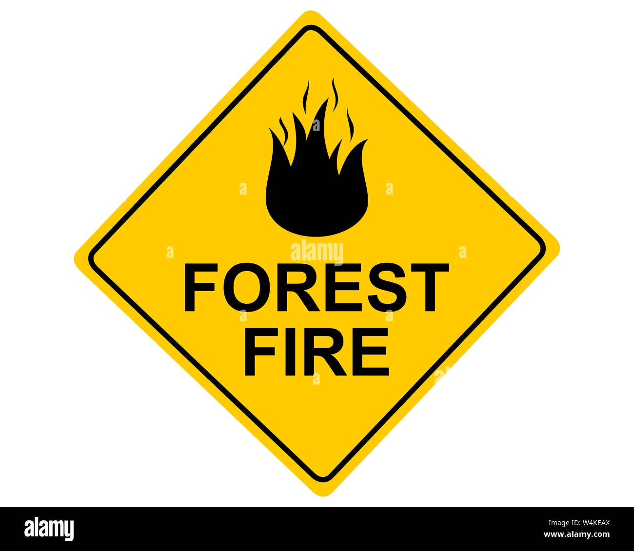 Traffic sign Forest Fire on white Stock Photo - Alamy