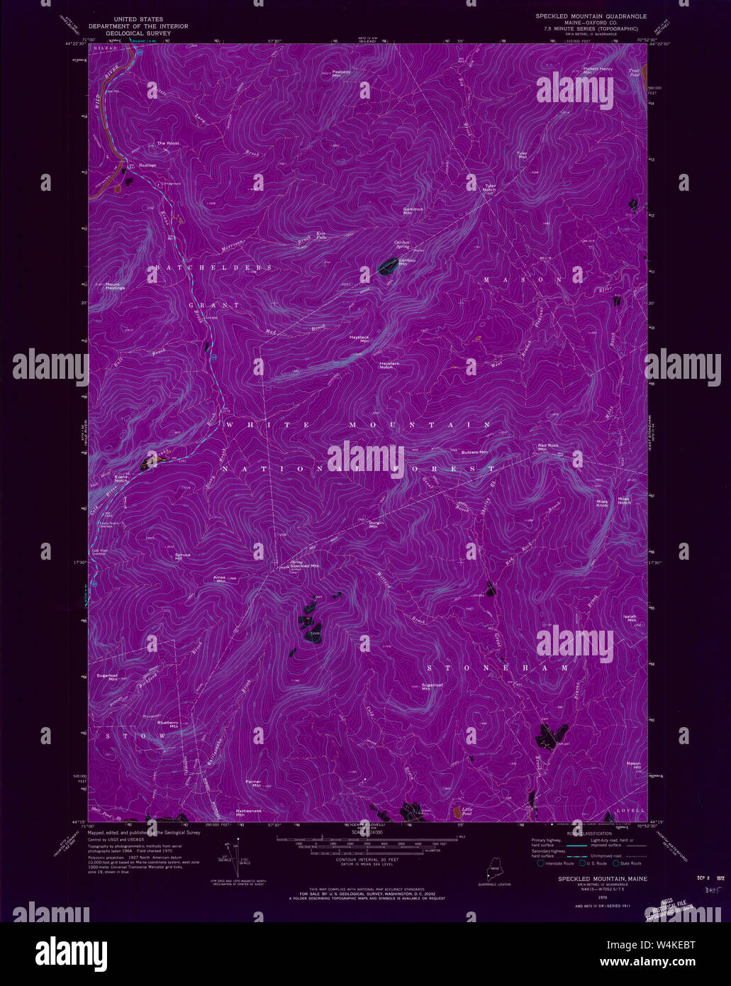 Maine USGS Historical Map Speckled Mountain 807189 1970 24000 Inversion ...