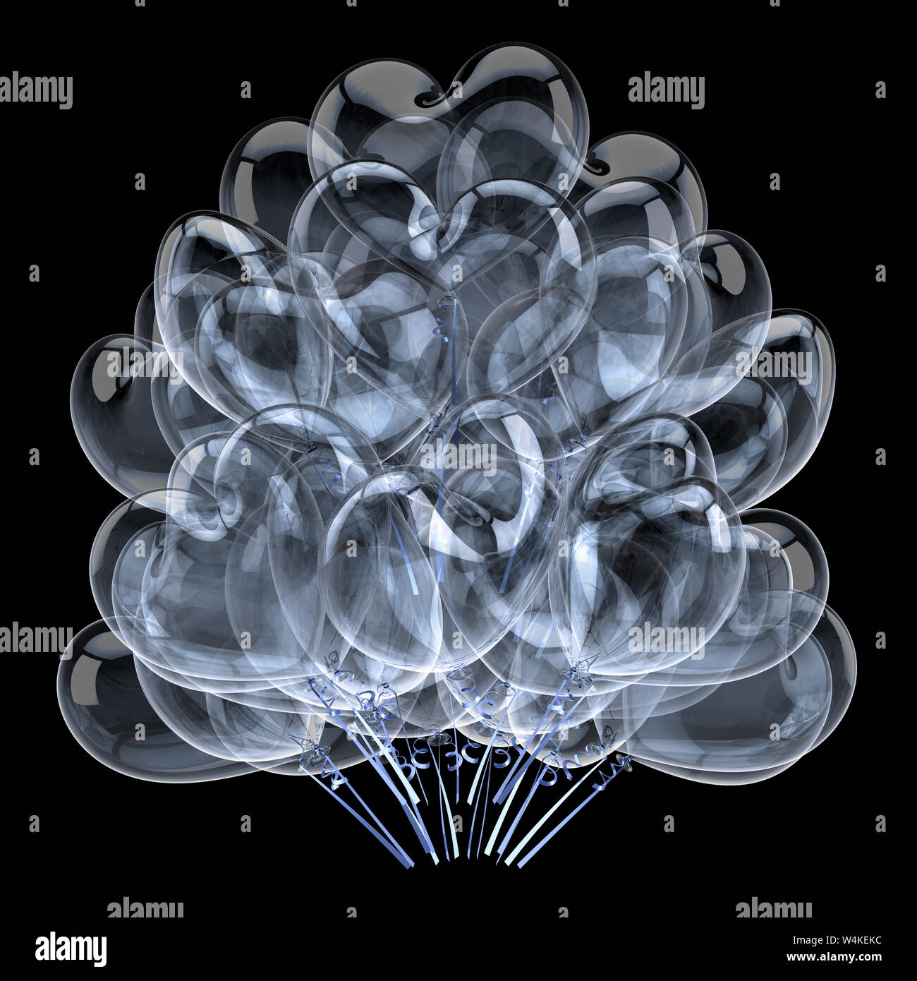 Clean white balloons bunch heart shaped translucent. Party event ...