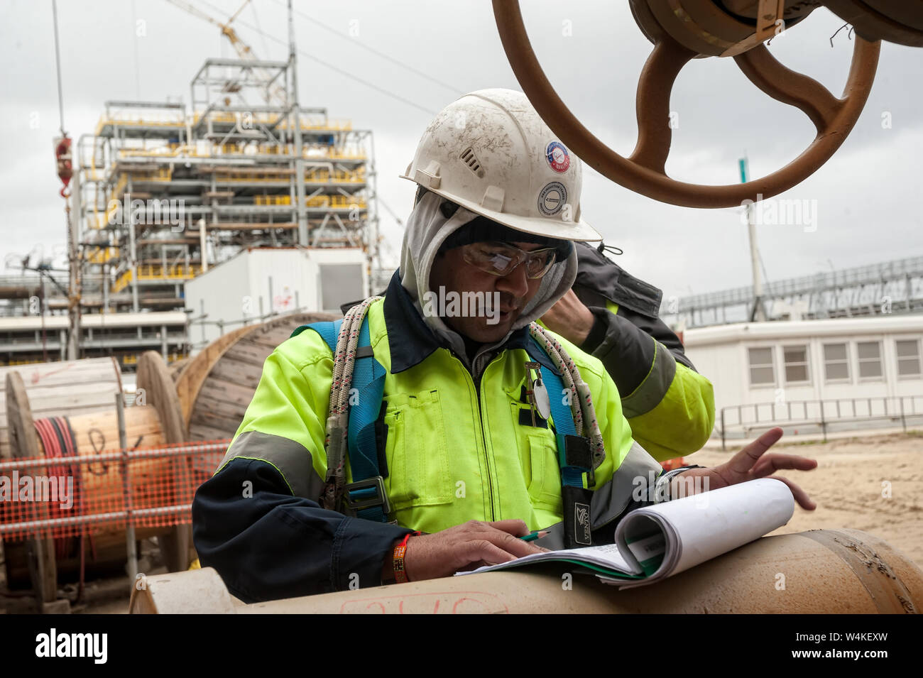 Tobolsk, Russia - May 29. 2018: Sibur company. Construction of plant on ...