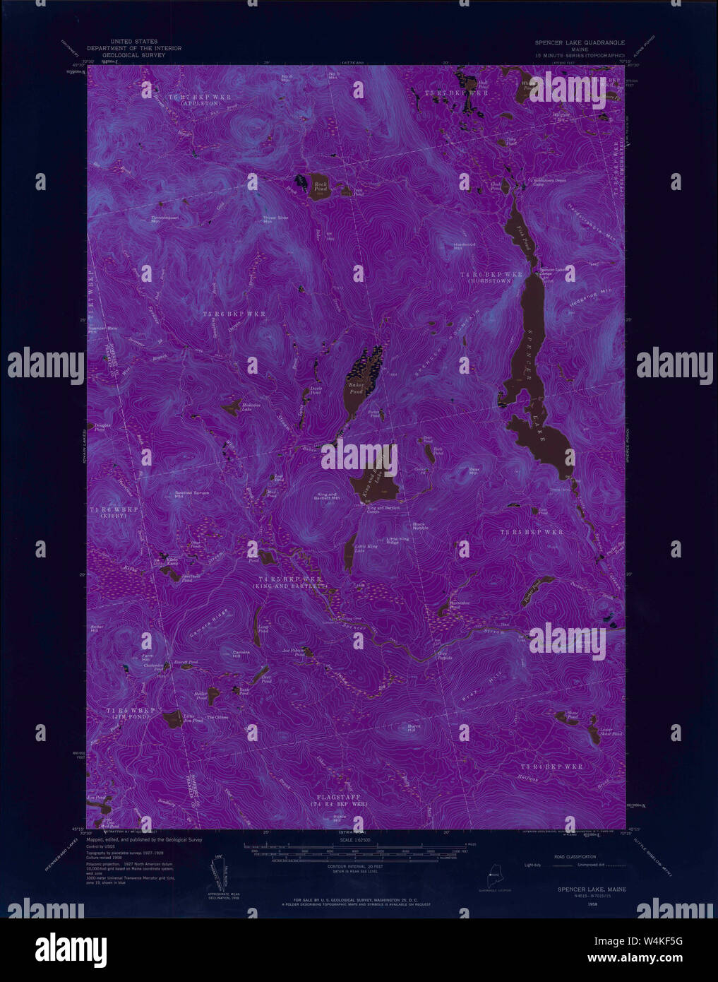 Maine USGS Historical Map Spencer Lake 306789 1958 62500 Inversion ...