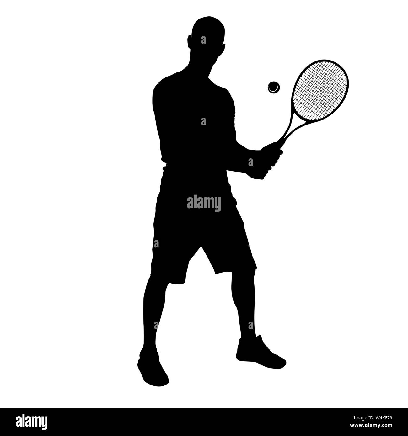 Drawings Of Tennis Player Serving Silhouette