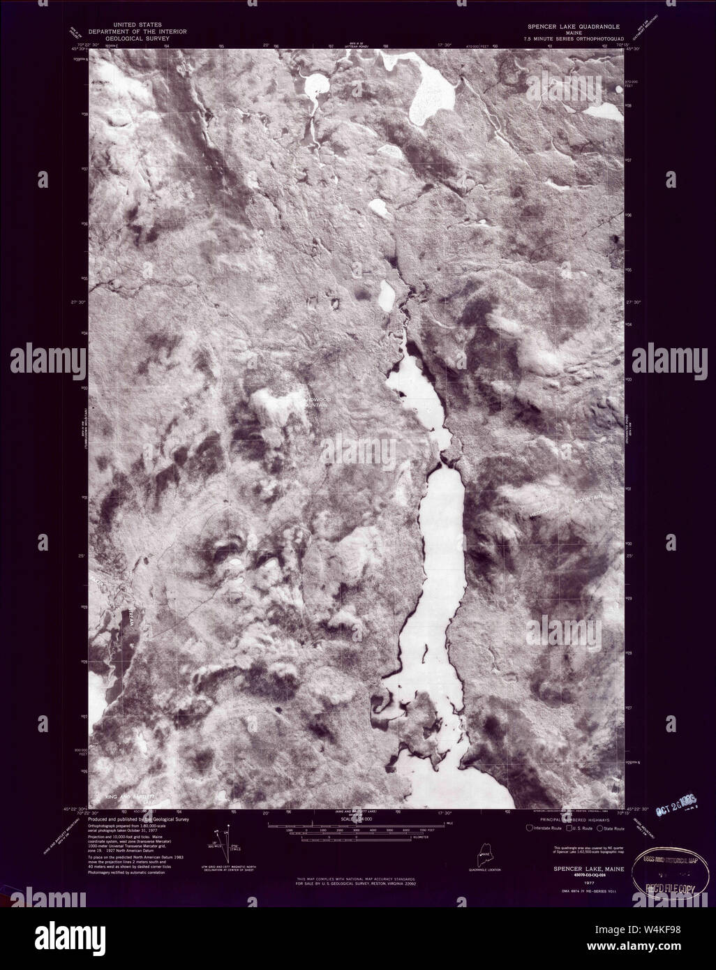 Maine USGS Historical Map Spencer Lake 807191 1977 24000 Inversion ...