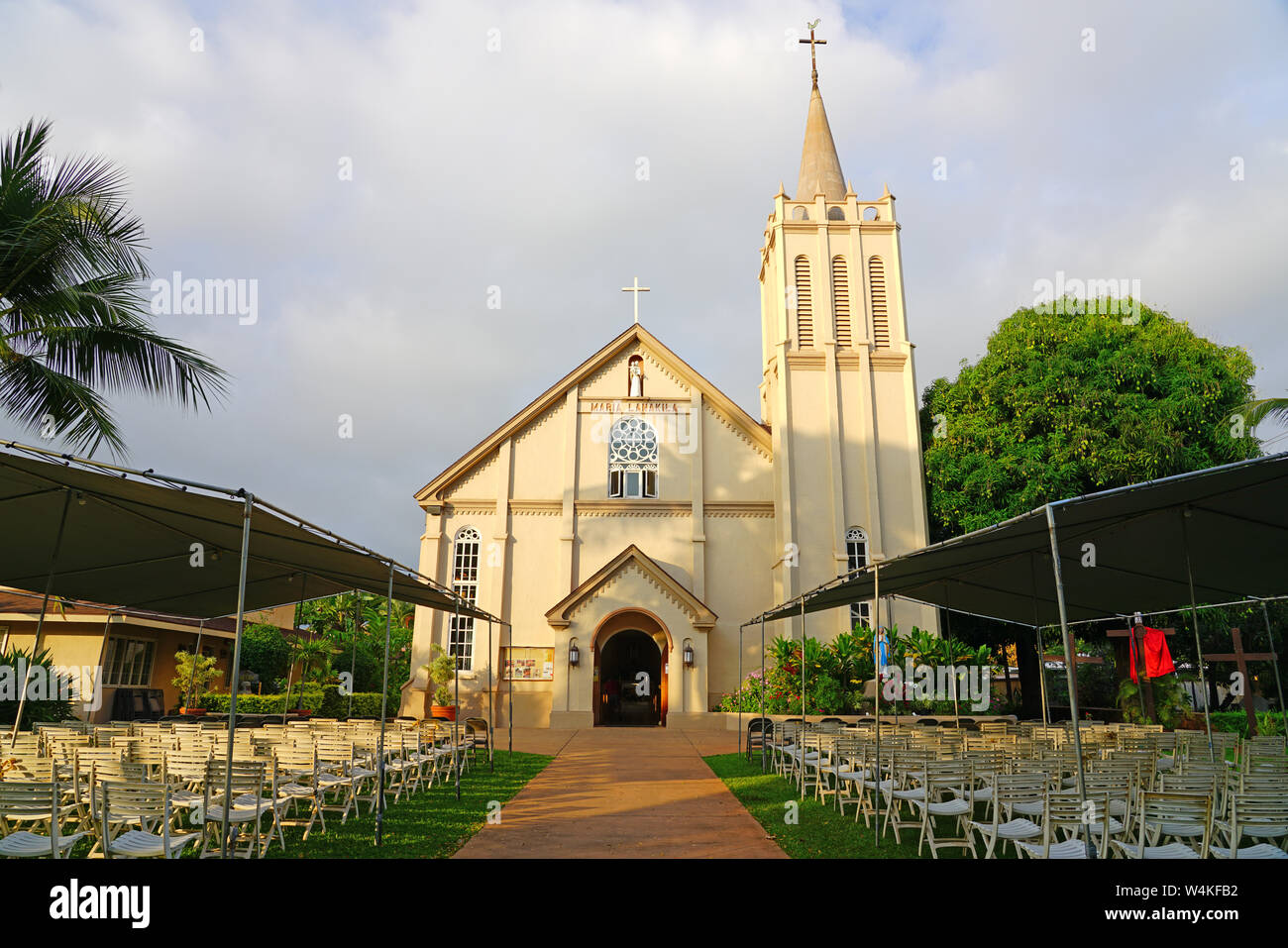 LAHAINA, HI -31 MAR 2018- View of the landmark historic Maria Lanakila ...