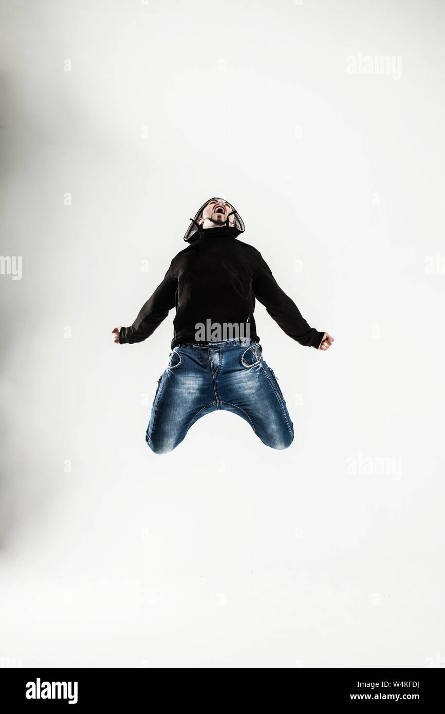 rapper dancing break dance .photo on a light background. the photo has ...