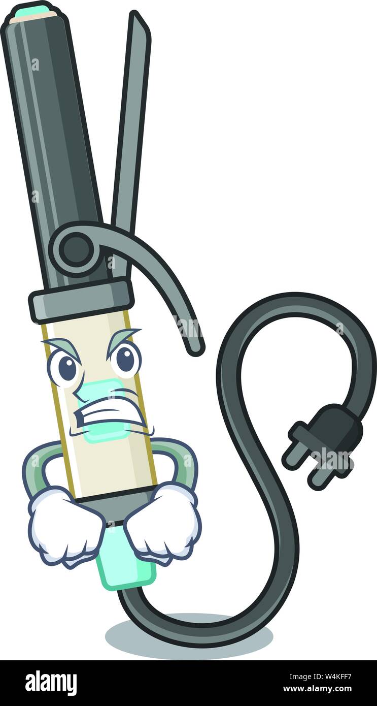 Angry iron curling in the cartoon shape vector illustration Stock ...
