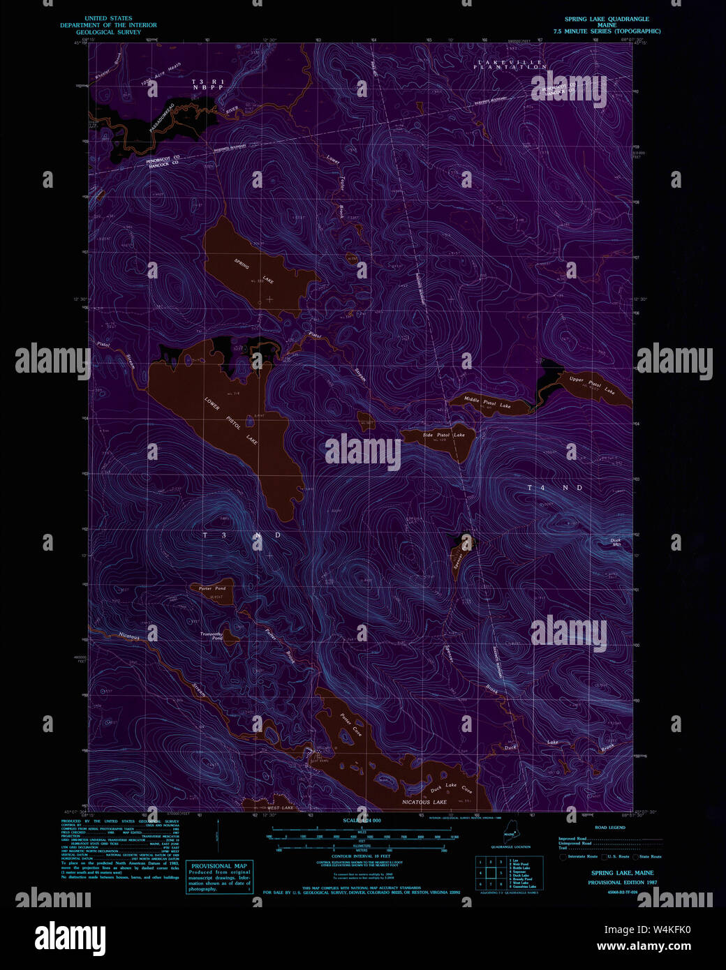 Maine USGS Historical Map Spring Lake 102991 1987 24000 Inversion ...