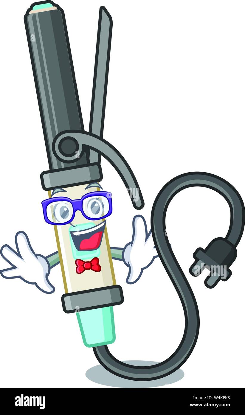 Geek iron curling in cartoon makeup bag vector illustration Stock ...