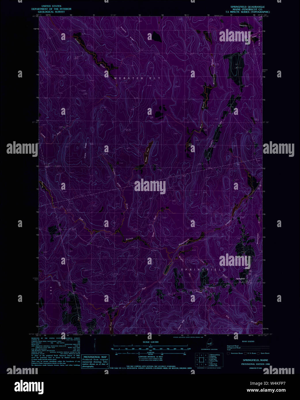 Maine USGS Historical Map Springfield 102992 1988 24000 Inversion ...
