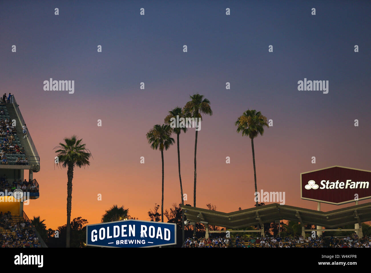 Los Angeles, CA, USA. 23rd July, 2019. The sun sets behind Dodger ...