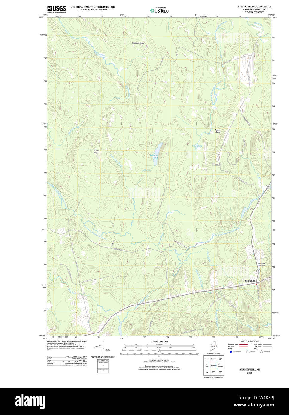 Maine USGS Historical Map Springfield 20110902 TM Restoration Stock ...