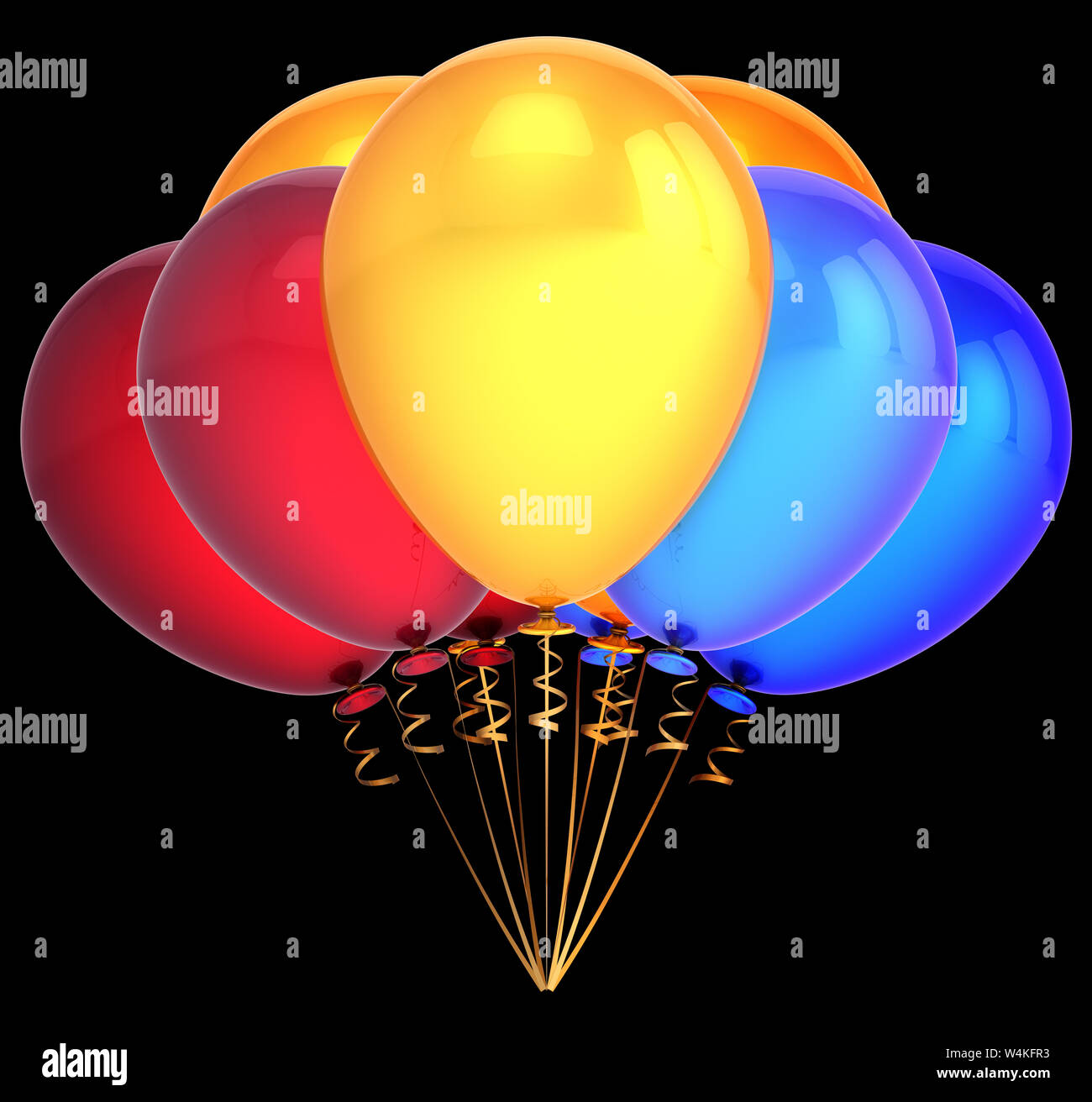 Red yellow blue balloons bunch glossy colorful. Birthday party ...