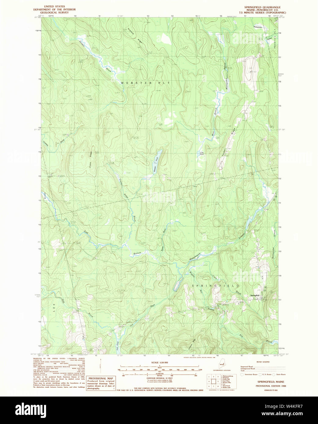 Maine USGS Historical Map Springfield 102992 1988 24000 Restoration ...