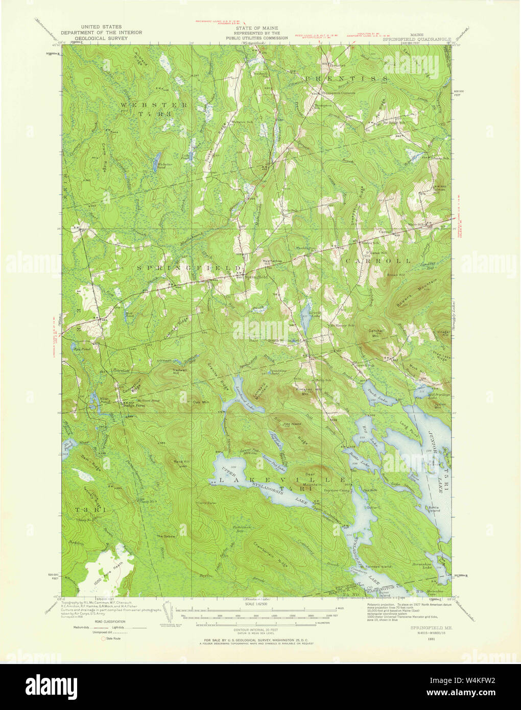 Maine USGS Historical Map Springfield 306793 1931 62500 Restoration ...